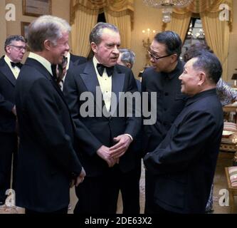 Jimmy Carter, Richard Nixon and Deng Xiaoping during the state dinner ...