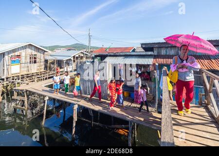 Houses on stilts Filipino Badjao tribal village Siasi Island Sulu ...