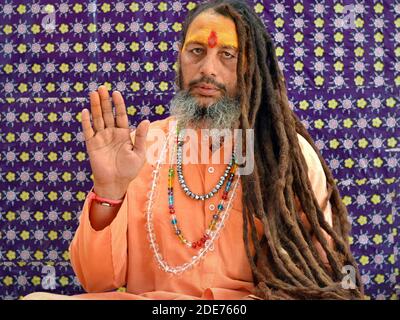 Naked Sadhu with long hair during Hindu festival Kumbh Mela, Ujjain ...