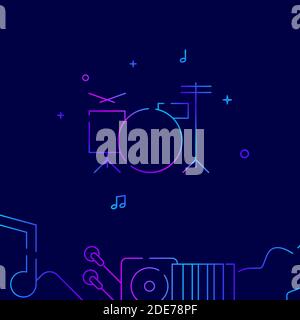 Drums thin line icon, Music festival concept, drum set sign on white ...