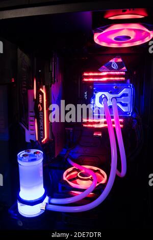 Inside computer water cooling system in white background Stock Photo ...