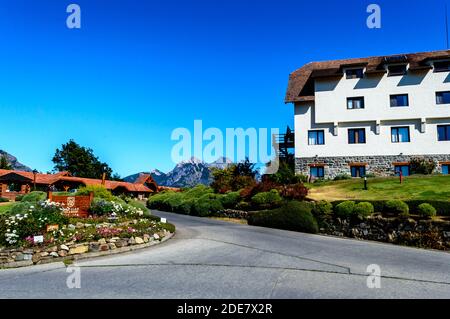 Beautiful view of the Llao Llao Hotel in Bariloche on a sunny summer ...