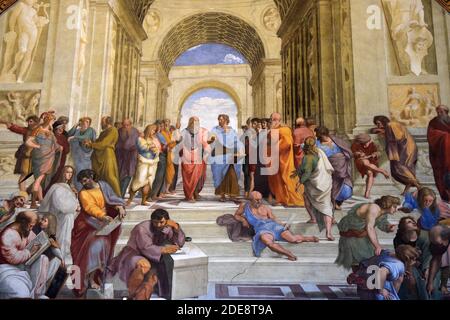 Fresco of The School of Athens by Raphael in Room of the Signature ...