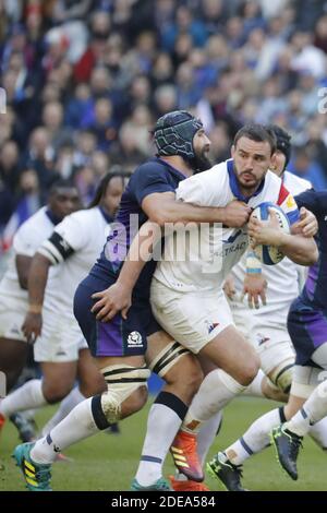France's Louis Picamoles battles Scotland's Josh Strauss during Rugby ...