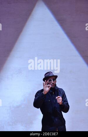 JR attending the 'JR au Louvre & Le Secret de la Grande Pyramide ...