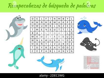 Rompecabezas de búsqueda de palabras - Word search puzzle. Educational ...