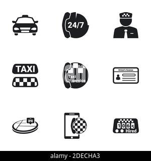 Call taxi icons set. Flat illustration of 9 call taxi vector icons for ...