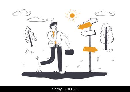 Cartoon of Businessman Choosing Right Direction Stock Vector Image ...