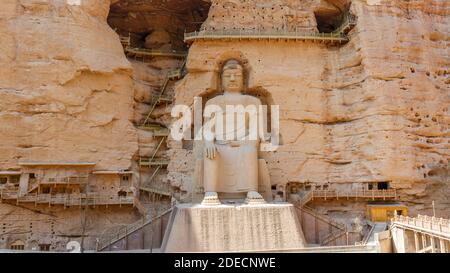 Bingling si shiku, Gansu Province / China - April 27, 2017: Front view ...