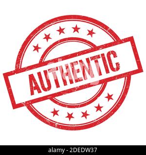 be authentic text written on red grungy stamp sign Stock Photo - Alamy