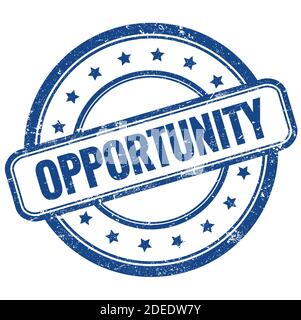 OPPORTUNITY text on blue grungy vintage rectangle stamp Stock Photo - Alamy