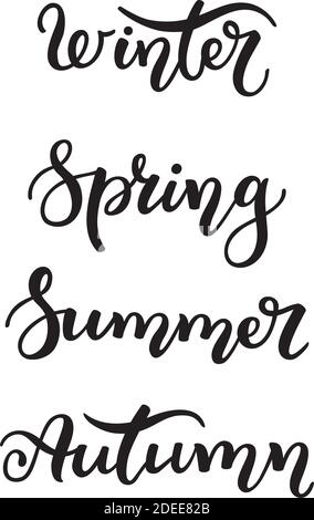 Spring Summer Autumn Winter hand drawn lettering. Handwritten ...