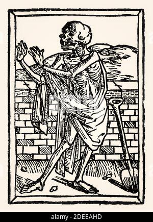 The Dance of Death. 15th-century German woodcut print depicting ...
