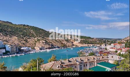 Top view of the Balaklava Bay, city Sevastopol, Crimean Peninsula ...