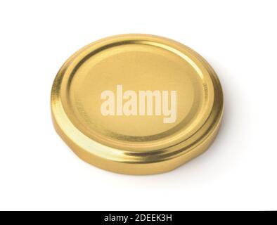 Aluminum golden round jar lid isolated on white background Stock Photo ...
