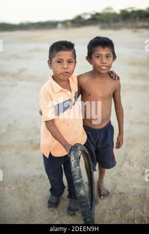 Wayuu indigenous kids in La Guajira, Colombia Stock Photo - Alamy