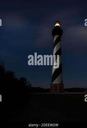 A close-up image of the Cape Hatteras Lighthouse during its relocation ...