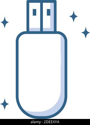 Flash drive remove icon line isolated on white background. Black flat ...