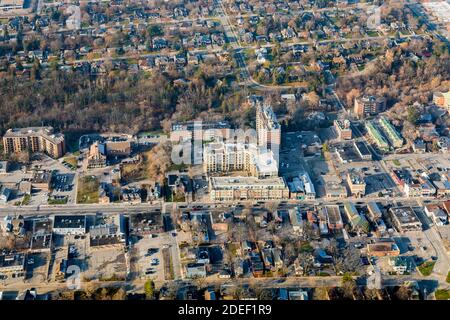 An aerial view of historic Markham Main Street from the east Stock ...