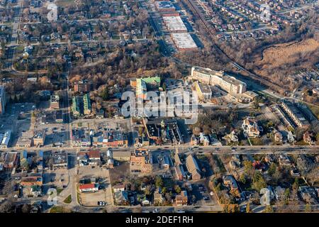 An aerial view of historic Markham Main Street from the east Stock ...