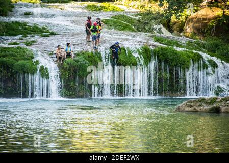 Enjoying Micos waterfalls, Huasteca Potosina, San Luis Potosi, Mexico ...