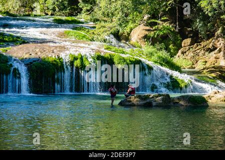 Enjoying Micos waterfalls, Huasteca Potosina, San Luis Potosi, Mexico ...