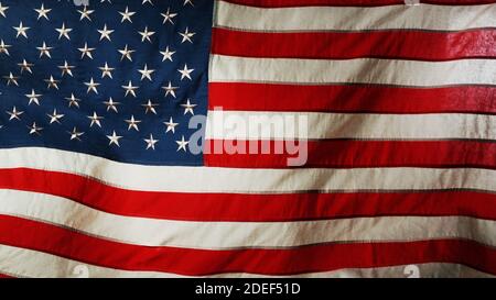 Worn and weathered image flag United States America on an old board ...