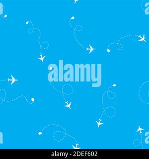 Airplane dotted flight seamless pattern background. Vector Illustration ...