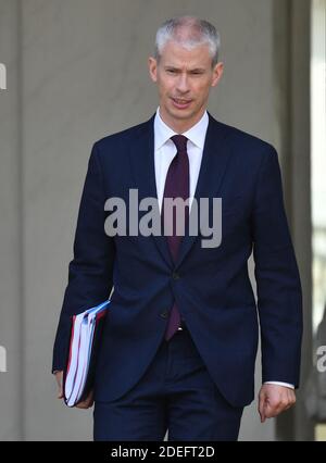 Franck Riester leaves the Elysee presidential palace after the weekly ...