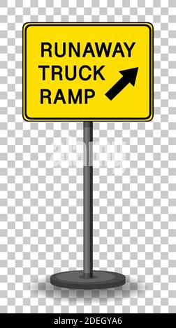 Runaway truck ramp warning sign isolated on white background ...