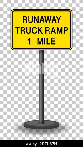 Runaway truck ramp warning sign isolated on transparent background ...