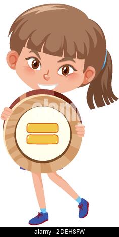 Student girl holding basic math symbol or sign cartoon character ...