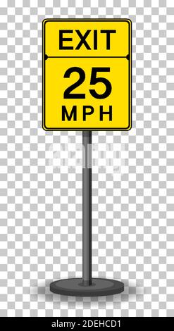 Exit 25 MPH sign isolated on white background illustration Stock Vector ...