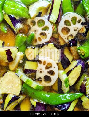 Deep-fried and soaked summer vegetables Stock Photo - Alamy