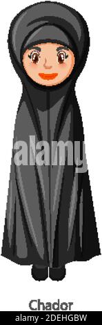 A woman wearing Chador Islamic traditional veil cartoon character ...