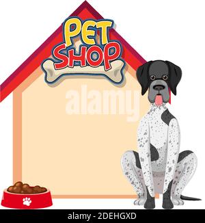 Blank dog house banners with cute dog isolated on white background ...