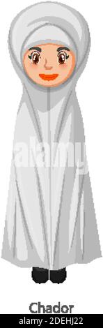 A woman wearing Chador Islamic traditional veil cartoon character ...