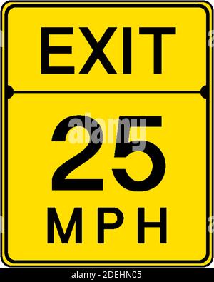 Exit 25 MPH sign isolated on transparent background illustration Stock ...