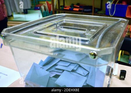 Illustration picture shows a polling station for the presidential ...