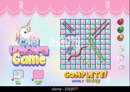 Rainbow unicorn board game template for preschool kids illustration ...