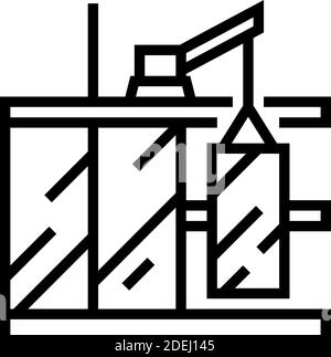 Roofing and installation of windows black line icon. Pictogram for web ...