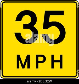 35 MPH sign isolated on white background illustration Stock Vector ...