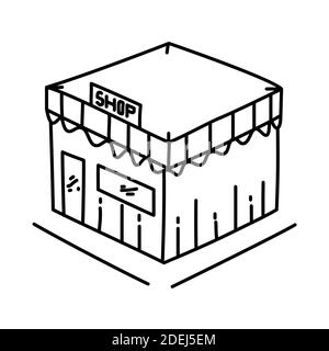 Storefront line design. Hand drawn shop line art vector illustration ...