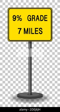 9% grade road sign isolated on transparent background illustration ...