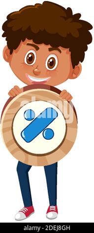 Student boy holding basic math symbol or sign cartoon character ...
