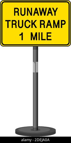 Runaway truck ramp warning sign isolated on transparent background ...