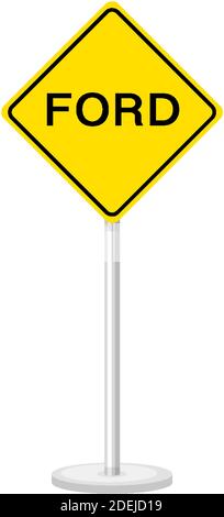 Ford warning traffic sign isolated on transparent background ...