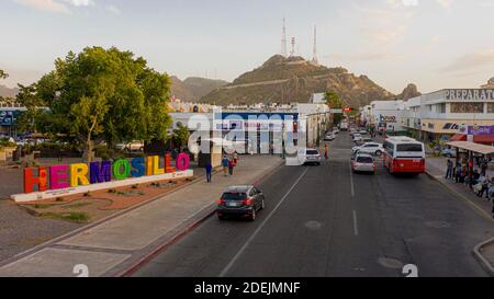 Monumental colored letters in Jardin Juarez in downtown Hermosillo ...