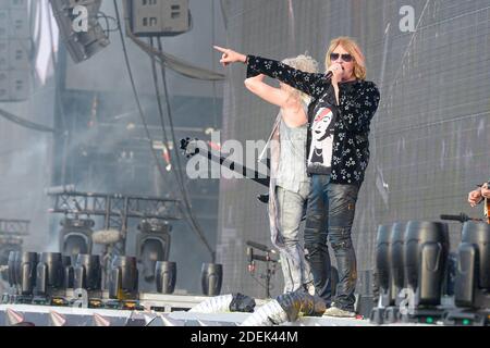 Def Leppard on stage during the first leg of their groundbreaking ...