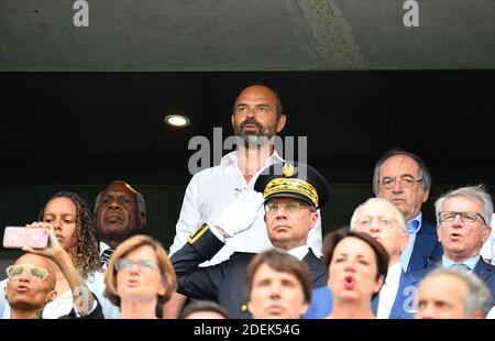 French PM Edouard Philippe watches from the stands the FIFA Women's ...